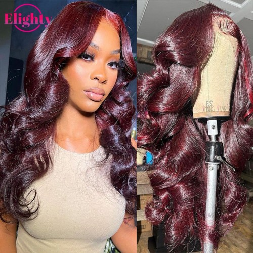 99J Body Wave Wig Burgundy Lace Front Wig 4x4